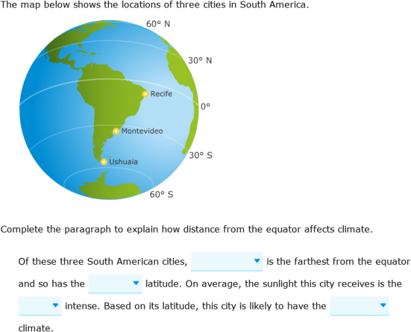 IXL - Factors affecting climate: latitude (Year 8 science practice)