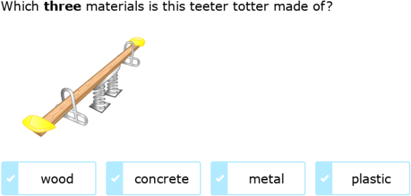 IXL - Identify multiple materials in objects (Year 2 science practice)