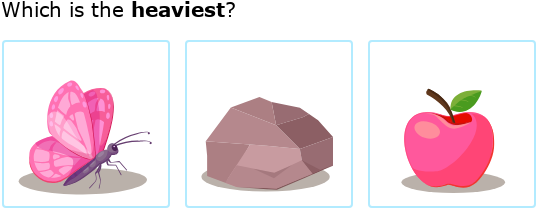 IXL - Lightest and heaviest (Reception maths practice)