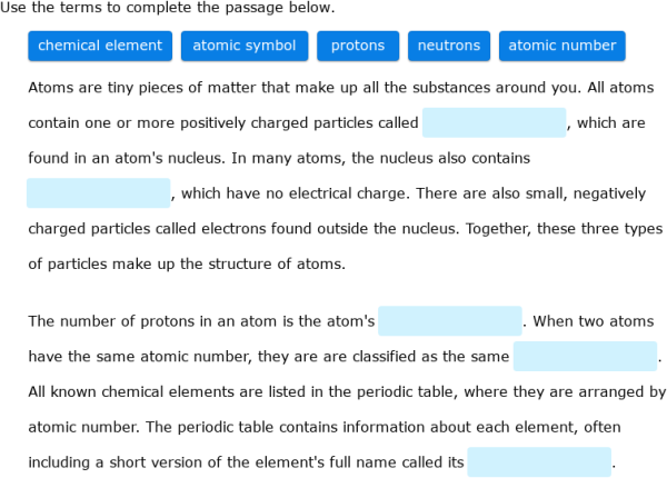 IXL - What are atoms and chemical elements? (Year 9 science practice)