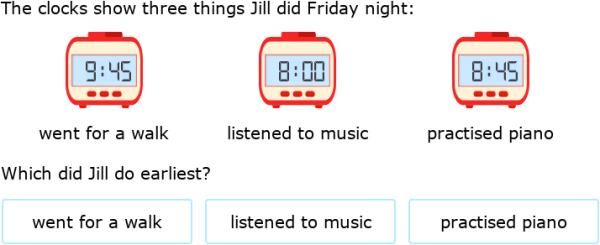 IXL - Compare clocks I (Year 2 maths practice)