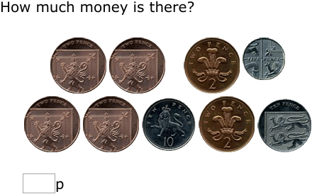 IXL - Count 1p, 2p, 5p and 10p coins (Year 2 maths practice)