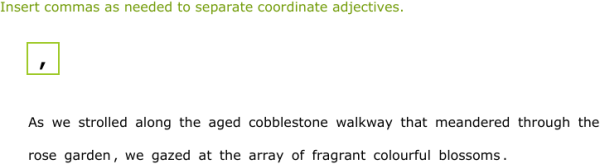 IXL - Commas with coordinate adjectives (Year 12 English practice)