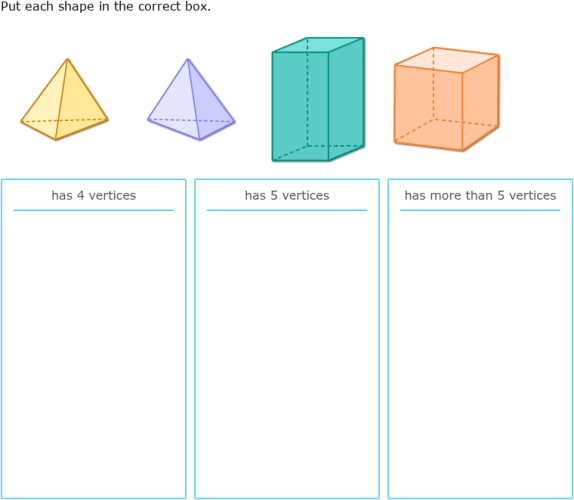 IXL - Sort three-dimensional shapes (Year 3 maths practice)