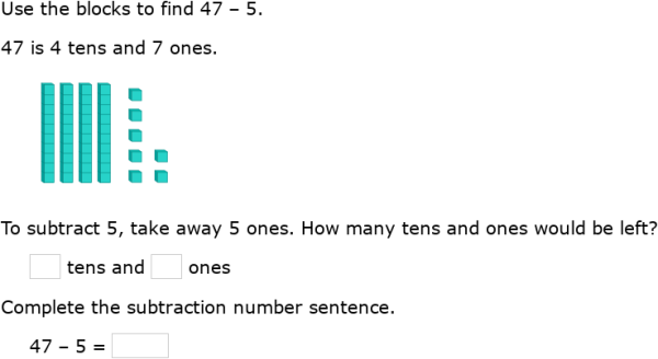 IXL - Use models to subtract a one-digit number from a two-digit number ...
