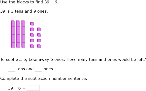 IXL - Use models to subtract a one-digit number from a two-digit number ...