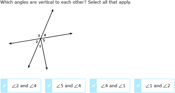IXL - Identify vertical and supplementary angles (Year 7 maths practice)
