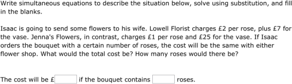 IXL - Solve simultaneous equations using substitution: word problems ...