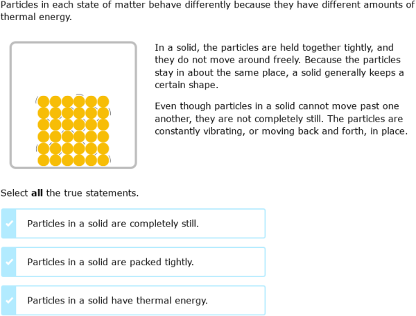 IXL - Particle motion and changes of state (Year 8 science practice)