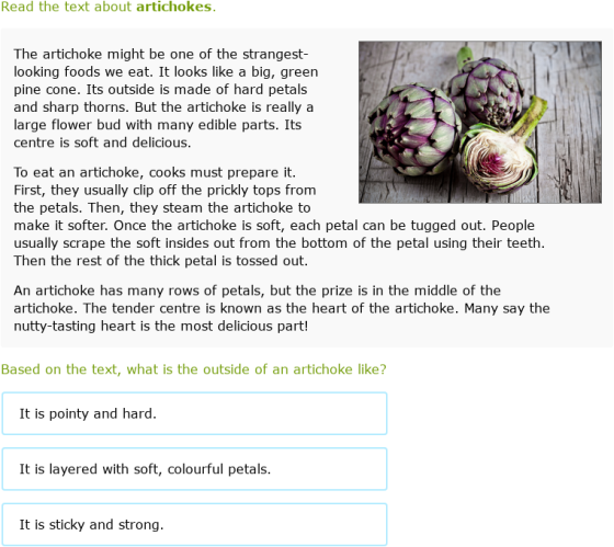 IXL - Read about food (Year 4 English practice)