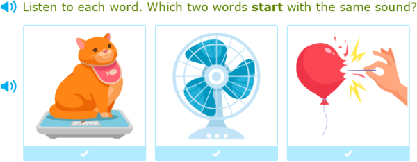 IXL - Which two words start with the same sound? (Reception English ...