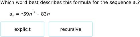 IXL - Identify a sequence as explicit or recursive (Year 13 maths practice)