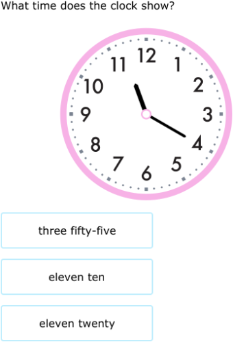 IXL - Match clocks and times (Year 4 maths practice)