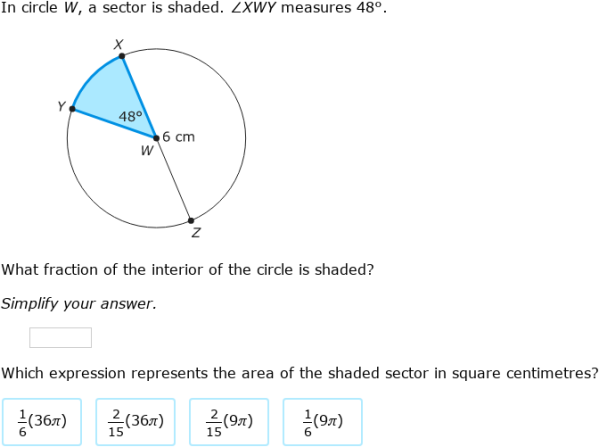 IXL - Understand arc length and sector area of a circle (Year 11 maths ...