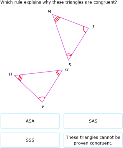 IXL - Congruent triangles: SSS, SAS and ASA (Year 9 maths practice)
