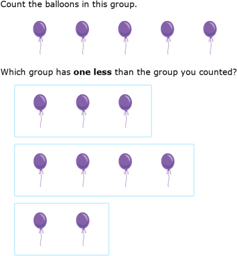 IXL - One less with pictures - up to 5 (Reception maths practice)