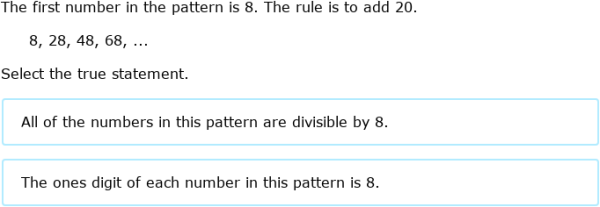 IXL - What is true about the addition pattern? (Year 6 maths practice)