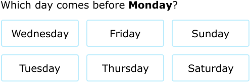IXL - Days of the week (Year 1 maths practice)
