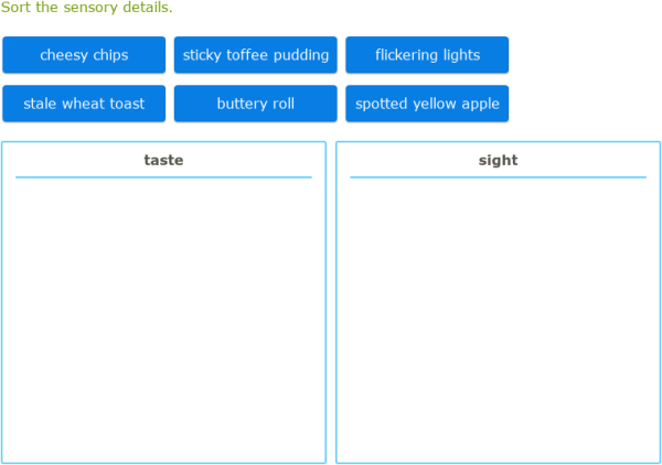IXL - Sort sensory details (Year 6 English practice)