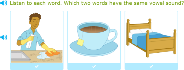 IXL - Which two words have the same vowel sound? (Year 2 English practice)