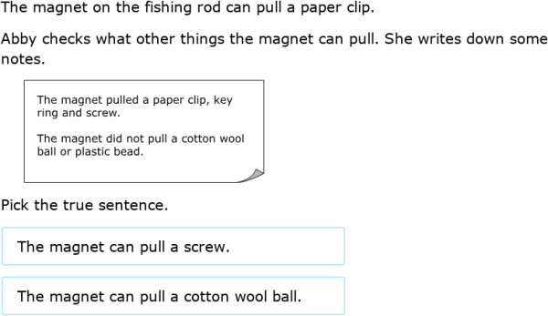 IXL - What objects can a magnet pull? (Year 1 science practice)