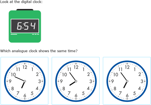 IXL - Match analogue and digital clocks (Year 5 maths practice)