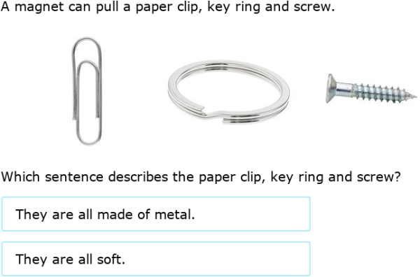 IXL - What objects can a magnet pull? (Year 2 science practice)