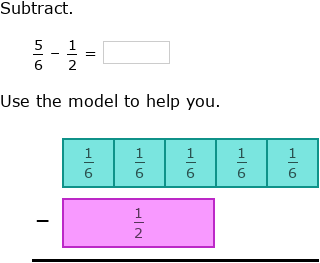 IXL - Subtract fractions with different denominators using models (Year ...