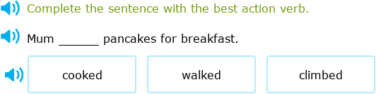 IXL - Use action verbs (Year 3 English practice)