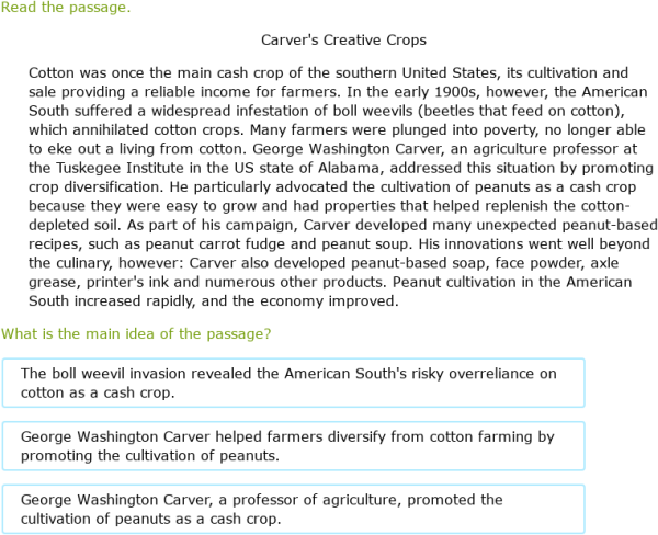 IXL - Determine the main idea of a passage (Year 12 English practice)