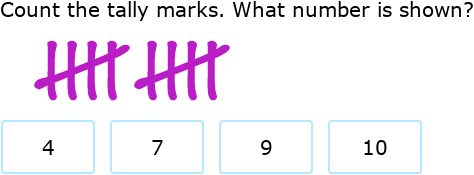 IXL - Tally marks - up to 10 (Reception maths practice)