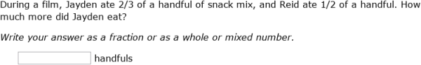 IXL - Add and subtract fractions: word problems (Year 8 maths practice)
