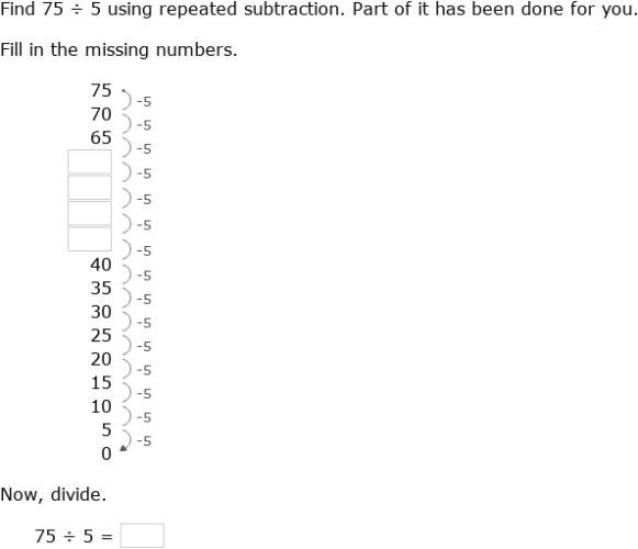 IXL - Divide using repeated subtraction (Year 5 maths practice)