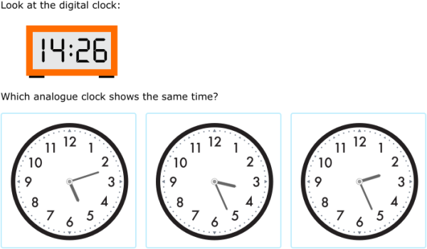 IXL - Match analogue and digital clocks II (Year 3 maths practice)