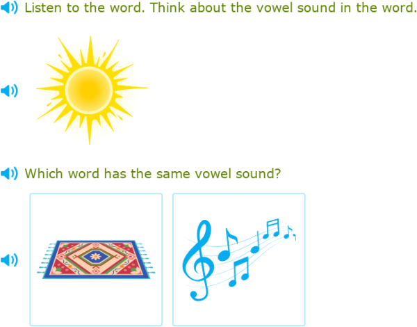 IXL - Find the word with the same vowel sound (Year 1 English practice)