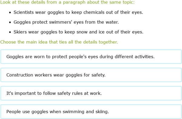 IXL - Use key details to determine the main idea (Year 6 English practice)