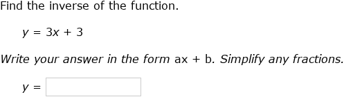 IXL - Find the inverse of a linear function (Year 8 maths practice)