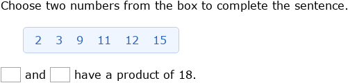 IXL - Choose numbers with a particular product (Year 6 maths practice)