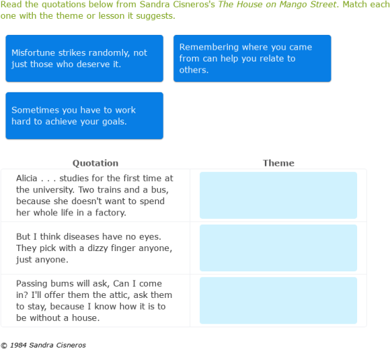 IXL - Match the quotations with their themes (Year 8 English practice)