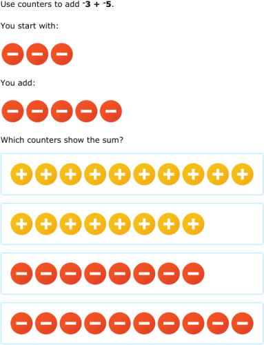 IXL - Add and subtract integers using counters (Year 8 maths practice)
