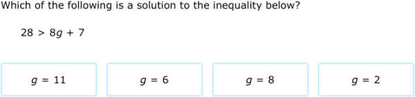 IXL - Identify solutions to inequalities (Year 10 maths practice)
