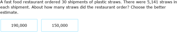 IXL - Estimate products: word problems (Year 5 maths practice)