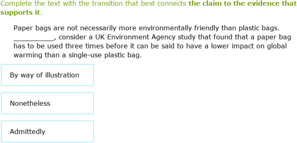 IXL - Transition logically between claims, evidence, analysis and ...