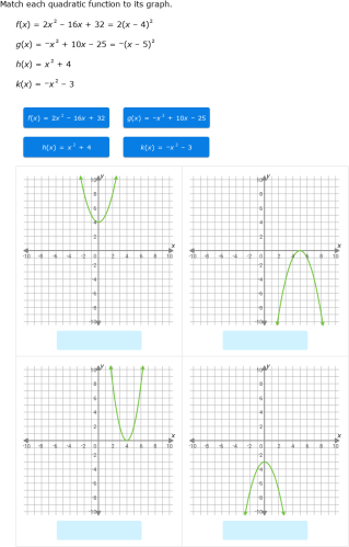 IXL - Match quadratic functions and graphs (Year 9 maths practice)