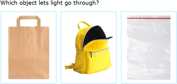 IXL - Which lets light go through? (Year 1 science practice)