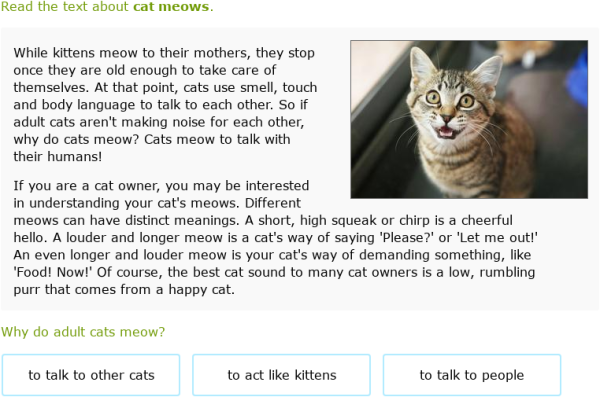 IXL - Read about animals (Year 4 English practice)