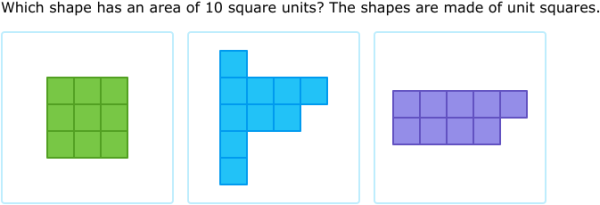 IXL - Select figures with a given area (Year 4 maths practice)