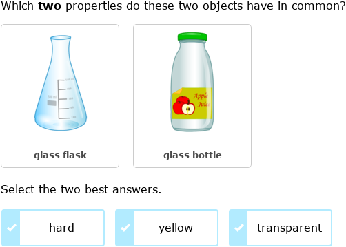 IXL - Compare properties of objects (Year 5 science practice)