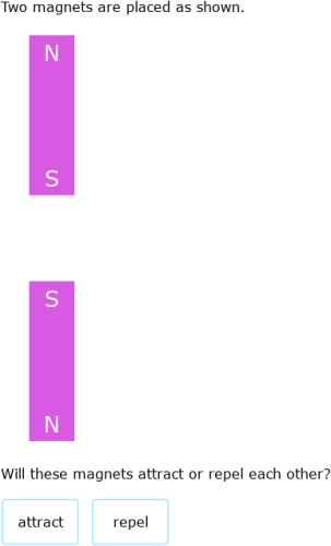 IXL - Identify magnets that attract or repel (Year 4 science practice)