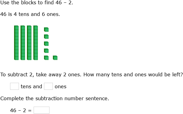 IXL - Use models to subtract a one-digit number from a two-digit number ...